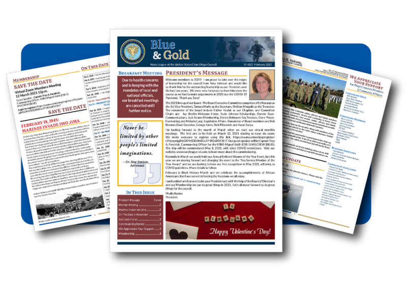 Blue Gold Newsletter - Navy League San Diego