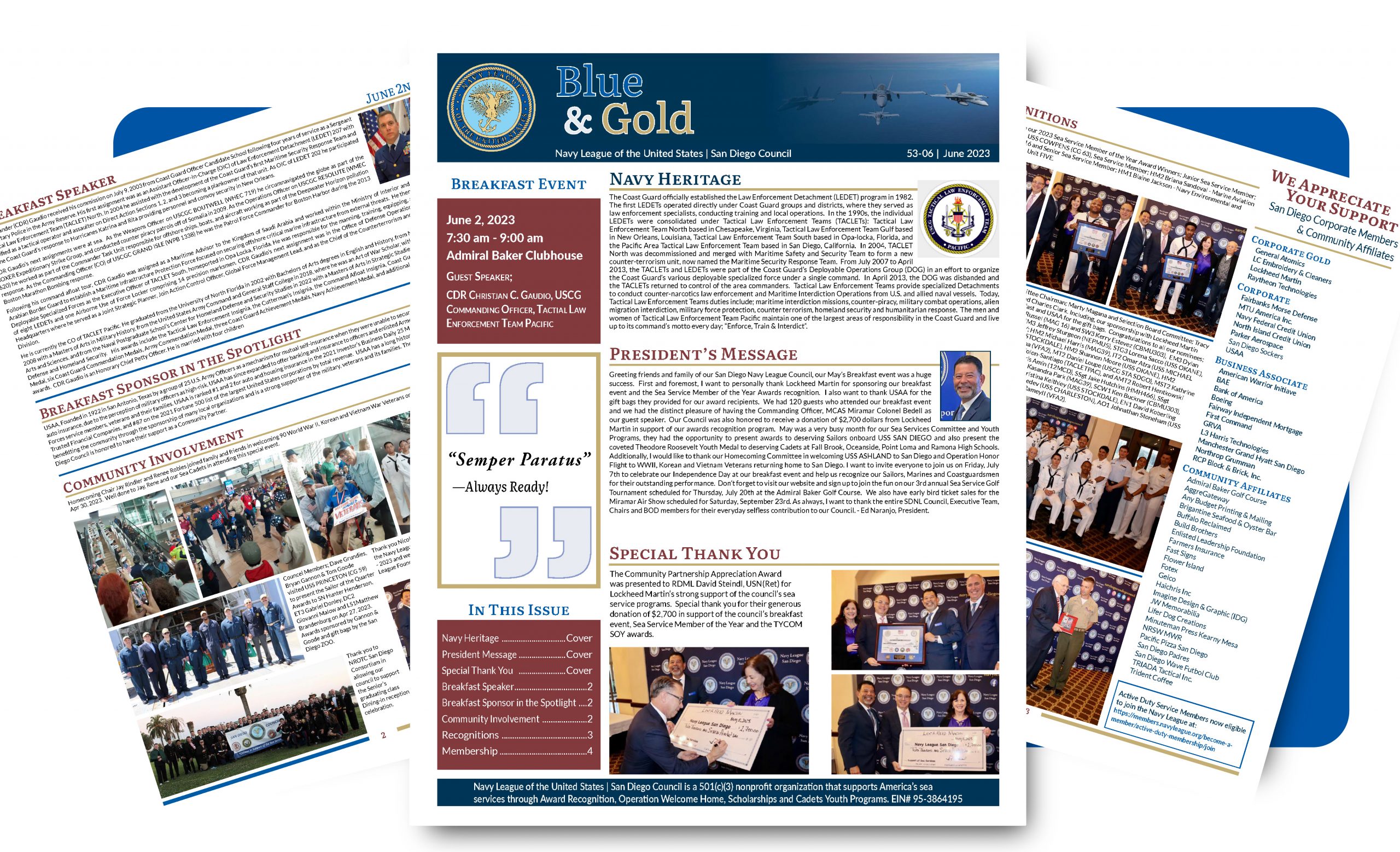 Blue Gold Newsletter - Navy League San Diego