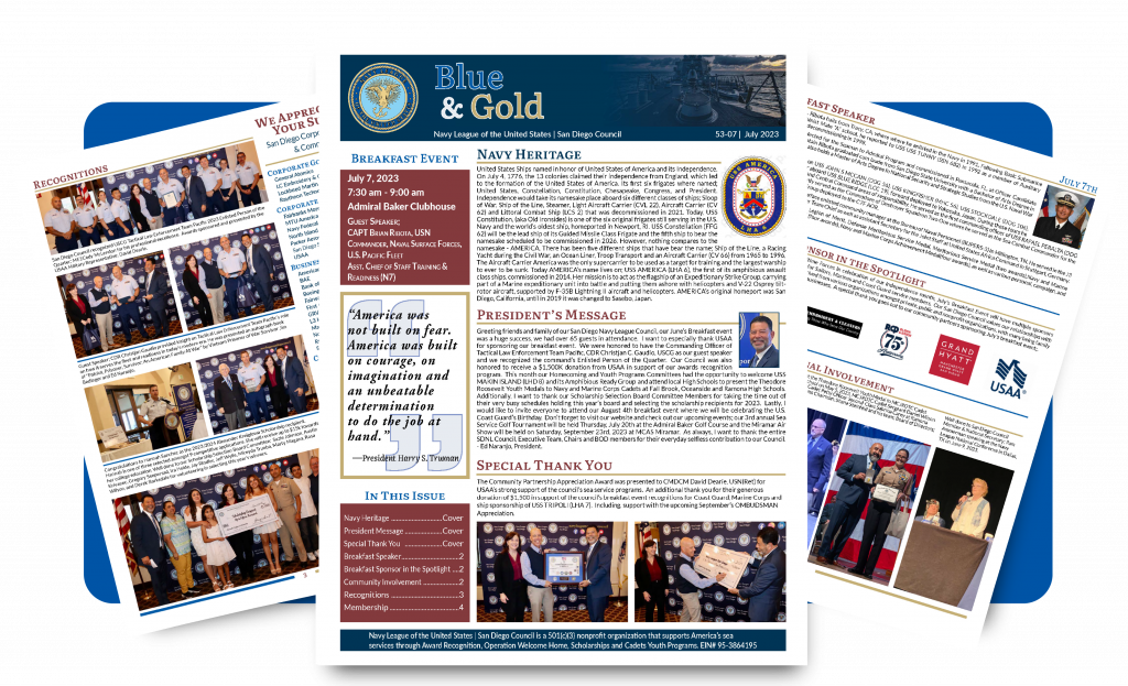 Blue Gold Newsletter - Navy League San Diego